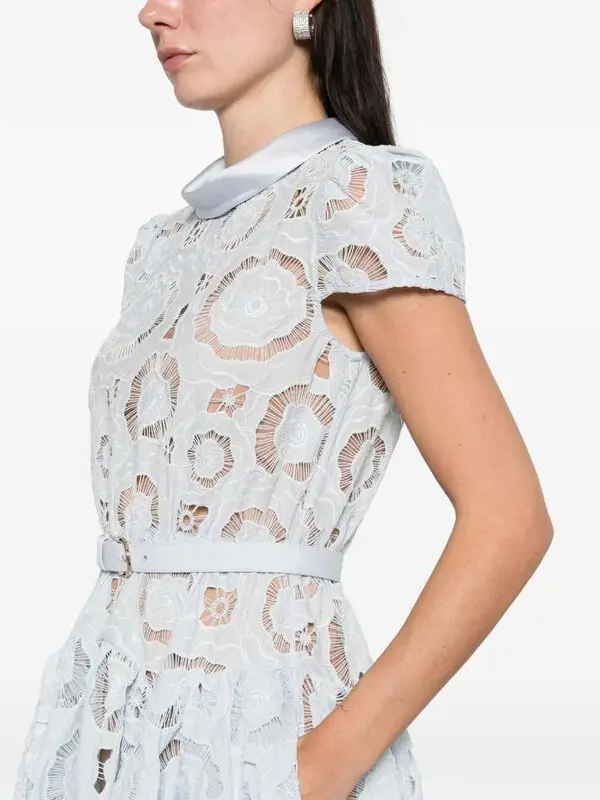 SELF-PORTRAIT Floral Lace Midi Dress - Blue