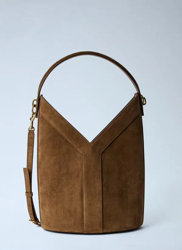 Saint Laurent Suede Y Top-handle Bucket Bag - Brown
