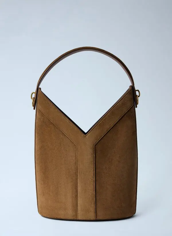 Saint Laurent Suede Y Top-handle Bucket Bag - Brown