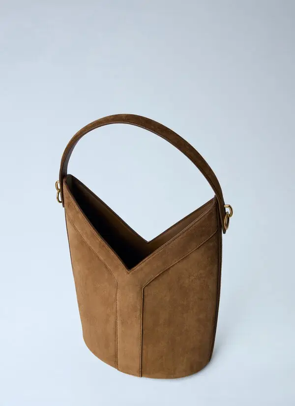 Saint Laurent Suede Y Top-handle Bucket Bag - Brown