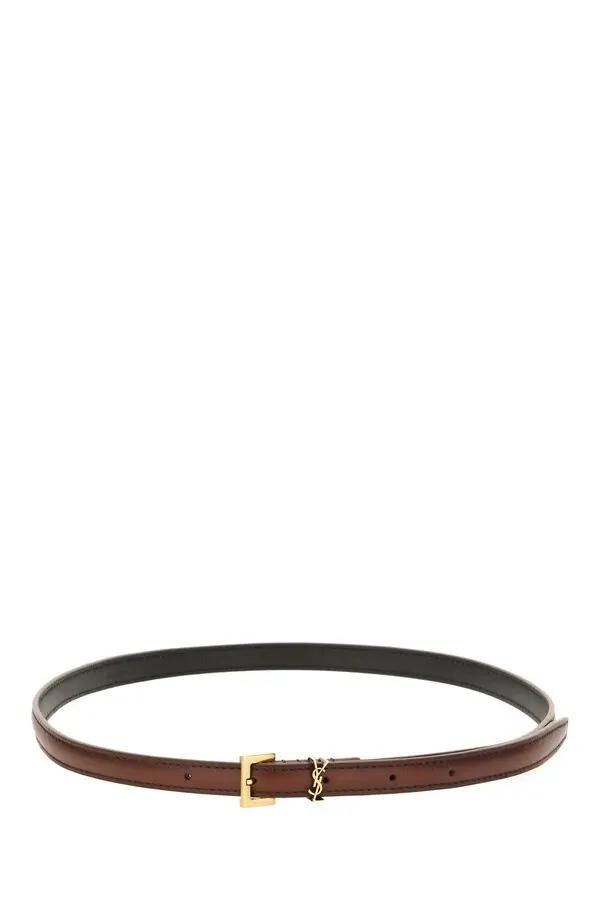 Saint Laurent Skinny Leather Belt With Logo Buckle - Multicolor