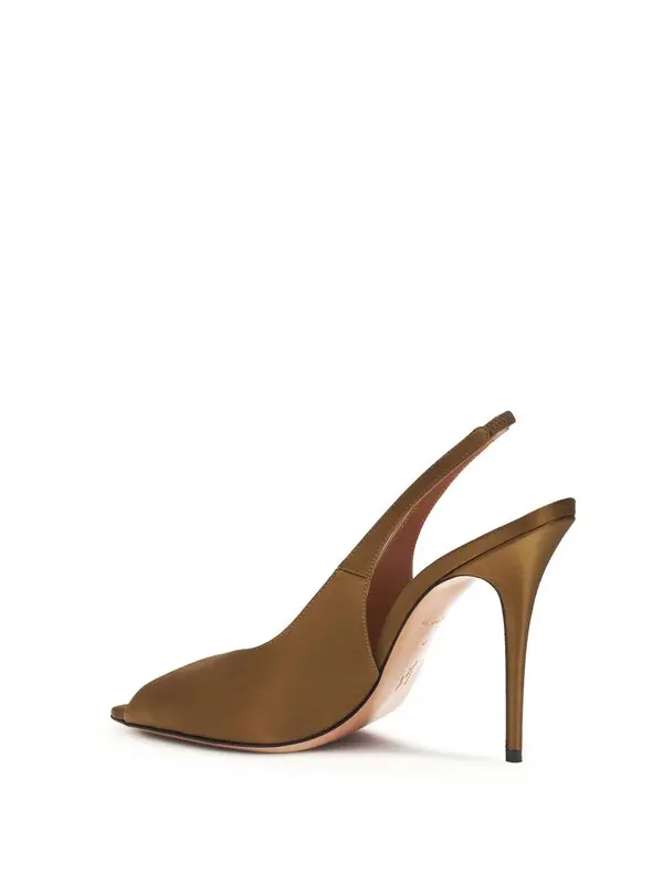 Amina Muaddi Kristina Slingback Sandals - Brown