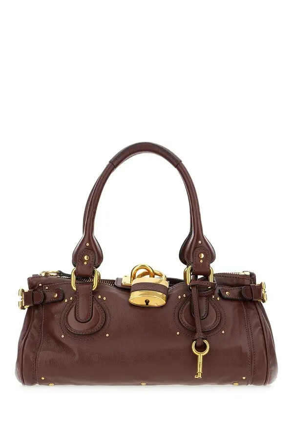 Chloé Leather Shopper Bag With Gold Tone Lock Detail - Multicolor