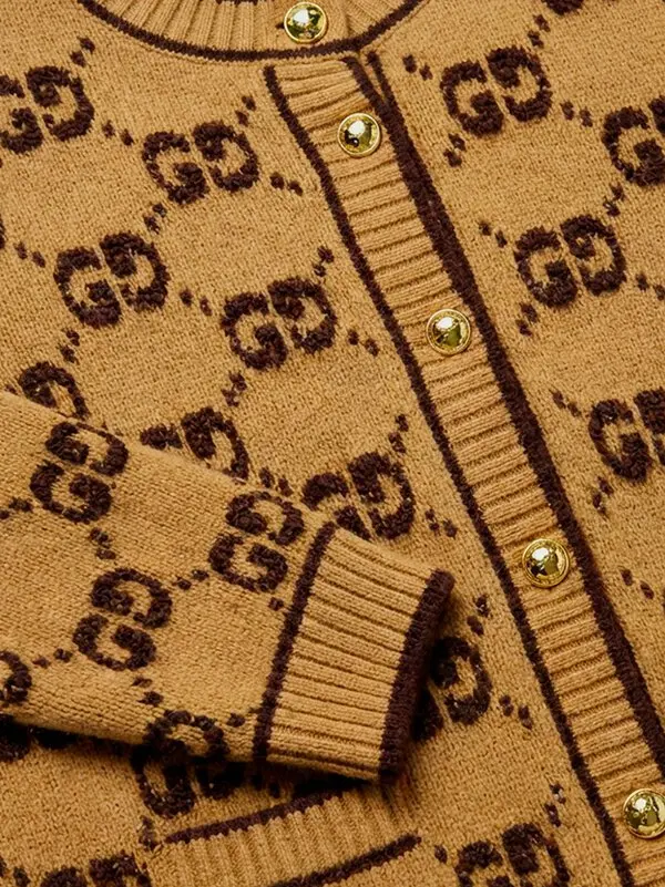 Gucci Wool Gg Inlay Cardigan - Multicolor
