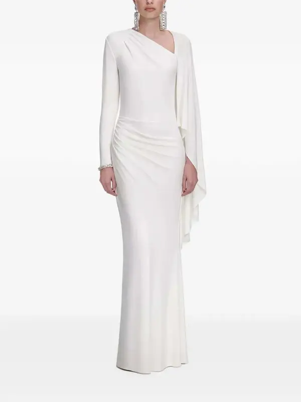 SELF-PORTRAIT Long Draped Asymmetrical Neckline Dress