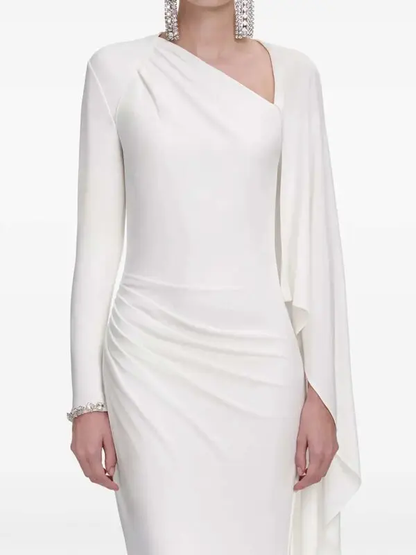 SELF-PORTRAIT Long Draped Asymmetrical Neckline Dress