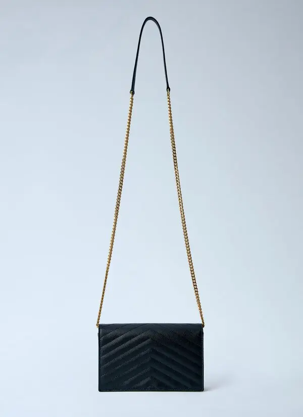 Saint Laurent Cassandre Chain Wallet - Black