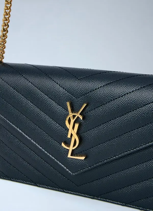 Saint Laurent Cassandre Chain Wallet - Black