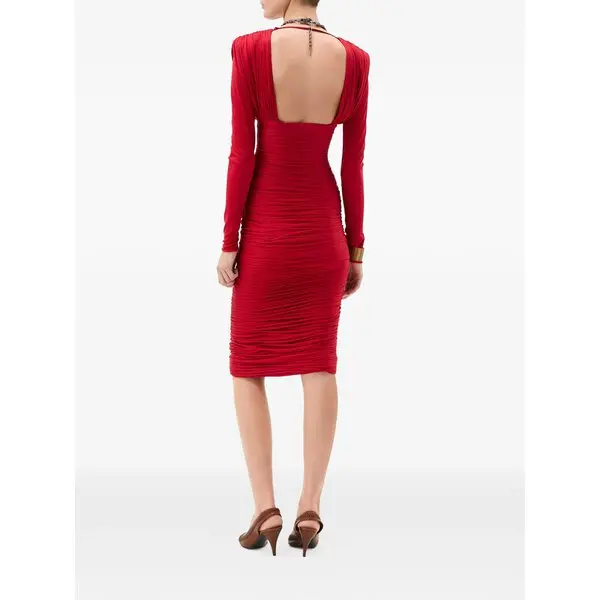 Versace Draped Long Sleeve Midi Dress