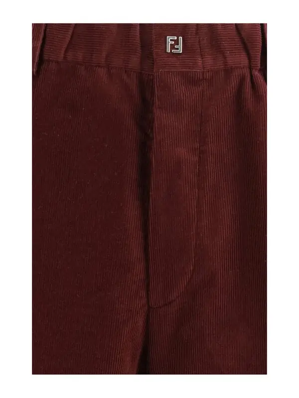 Fendi Ribbed Velvet Straight-leg Trousers