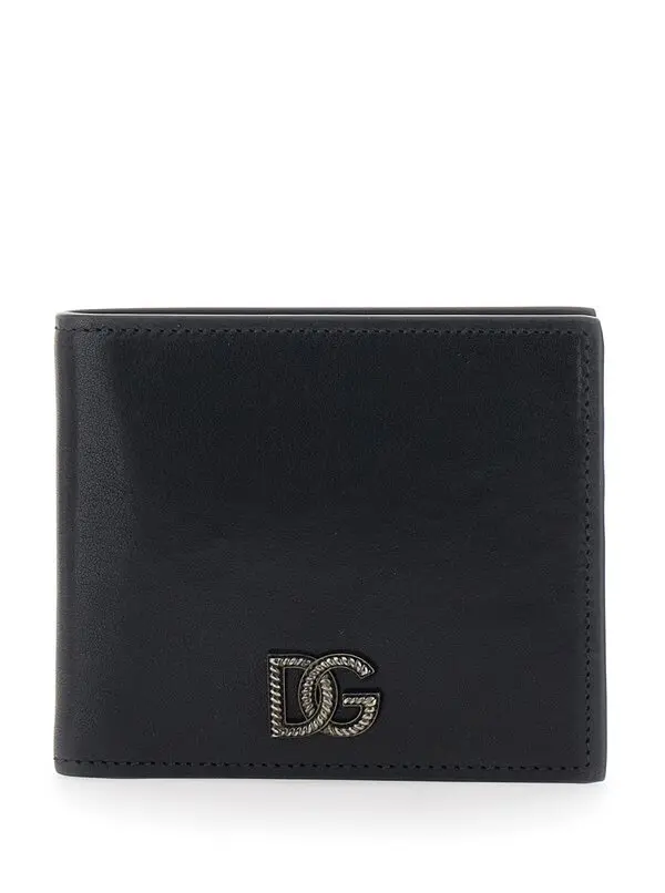 Dolce & Gabbana Black Bi-fold Wallet With Logo Plate In Leather For - Multicolor