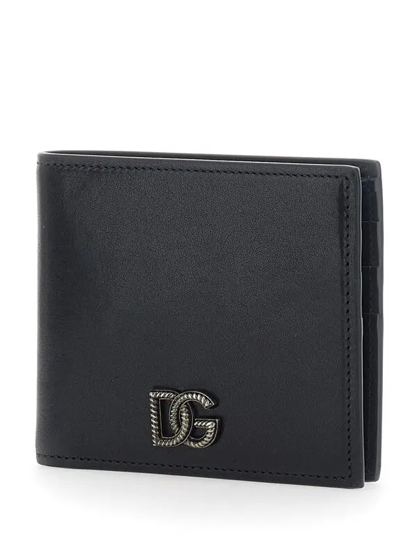 Dolce & Gabbana Black Bi-fold Wallet With Logo Plate In Leather For - Multicolor