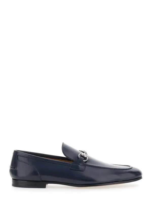 Gucci Blue Leather Loafers With Horsebit Detail - Multicolor