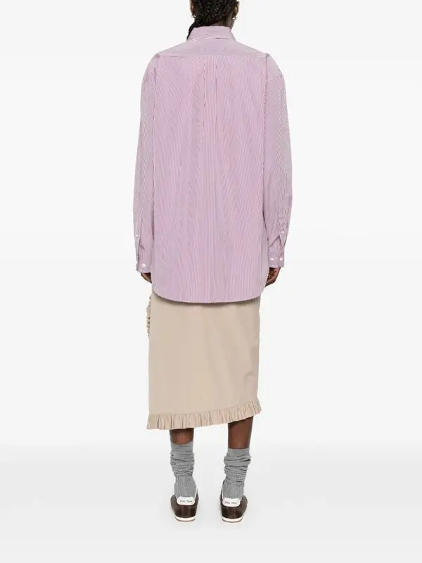 Miu Miu Vertical Stripe Cotton Shirt - Red