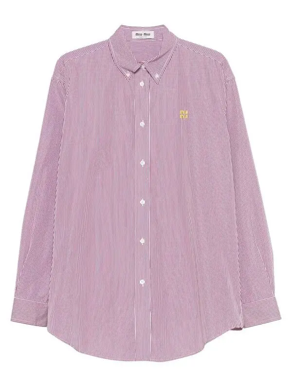 Miu Miu Vertical Stripe Cotton Shirt - Red