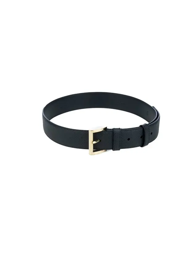 Prada Leather Belt With Gold Tone Buckle - Multicolor
