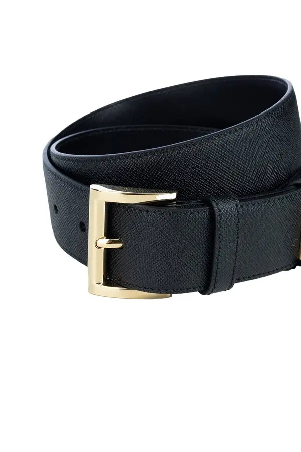 Prada Leather Belt With Gold Tone Buckle - Multicolor