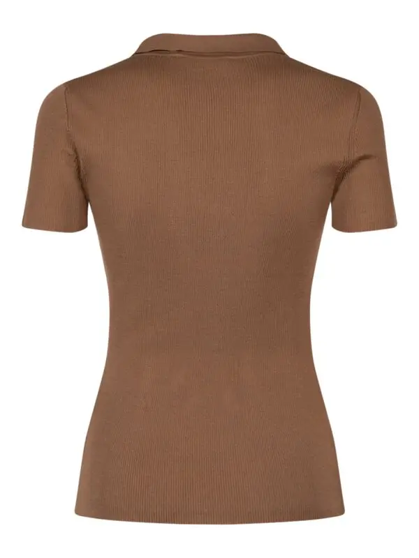 Max Mara Rib-knit Wool Polo Shirt - Brown