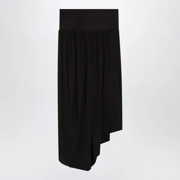 Alaïa Ebony Fluid Jersey Draped Midi Skirt