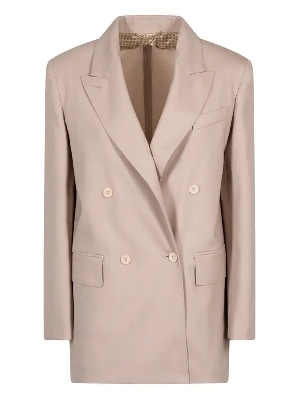 Max Mara Double-breasted Wool Blend Blazer - Multicolor