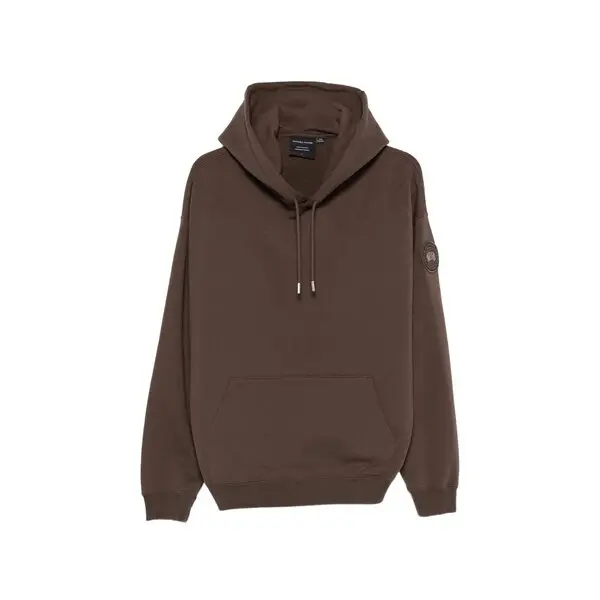 Canada Goose Cotton Drawstring Hoodie With Logo Patch - Brown
