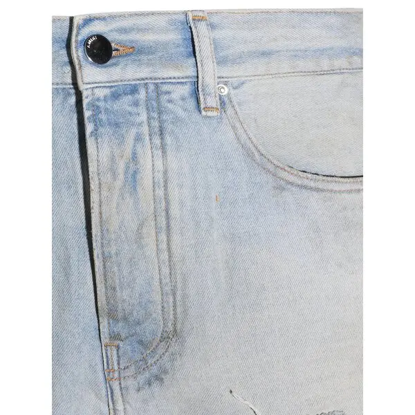 Amiri Light Wash Distressed Straight-leg Jeans - Blue