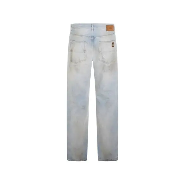 Amiri Light Wash Distressed Straight-leg Jeans - Blue