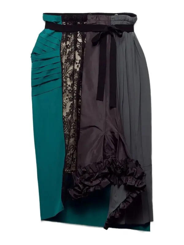 Prada Technical Taffeta Patchwork Skirt - Gray