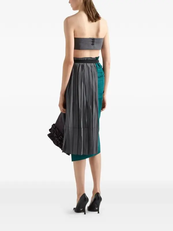 Prada Technical Taffeta Patchwork Skirt - Gray