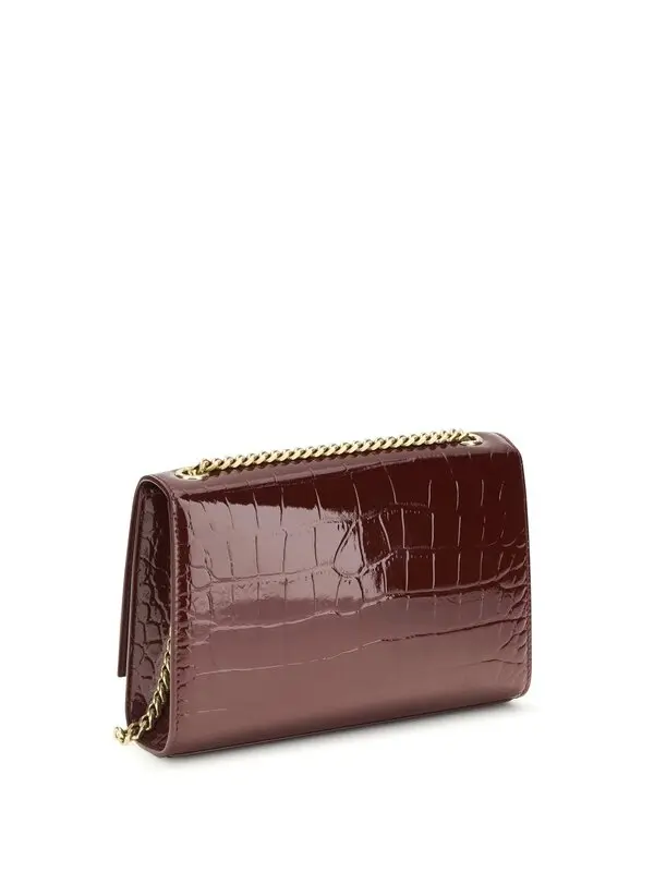 Saint Laurent Small Kate Shoulder Bag In Crocodile-embossed Patent Leather - Multicolor