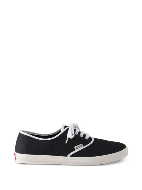Prada Drill Fabric Lace-up Sneakers - Black