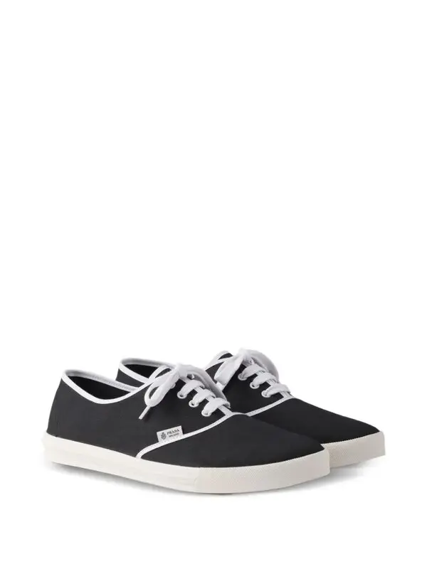 Prada Drill Fabric Lace-up Sneakers - Black