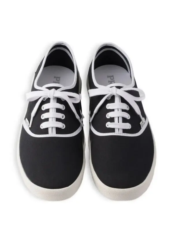 Prada Drill Fabric Lace-up Sneakers - Black