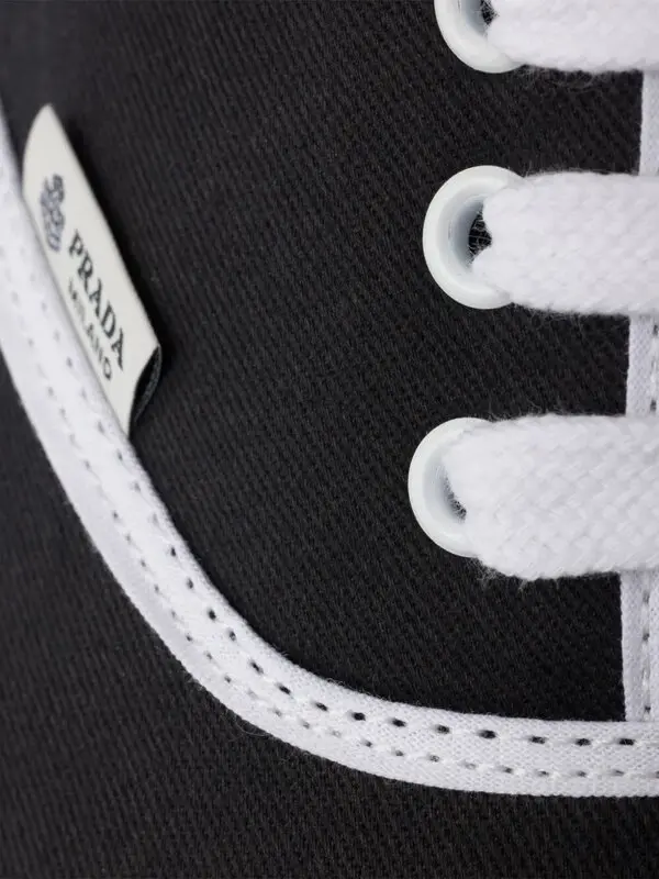 Prada Drill Fabric Lace-up Sneakers - Black