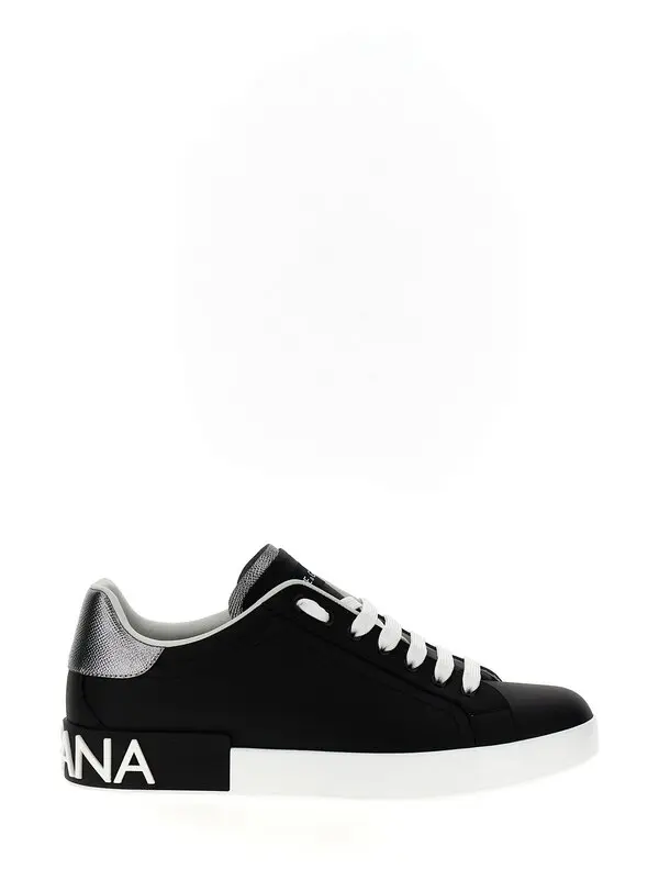 Dolce & Gabbana Portofino Leather Sneakers With Logo Detail - Multicolor