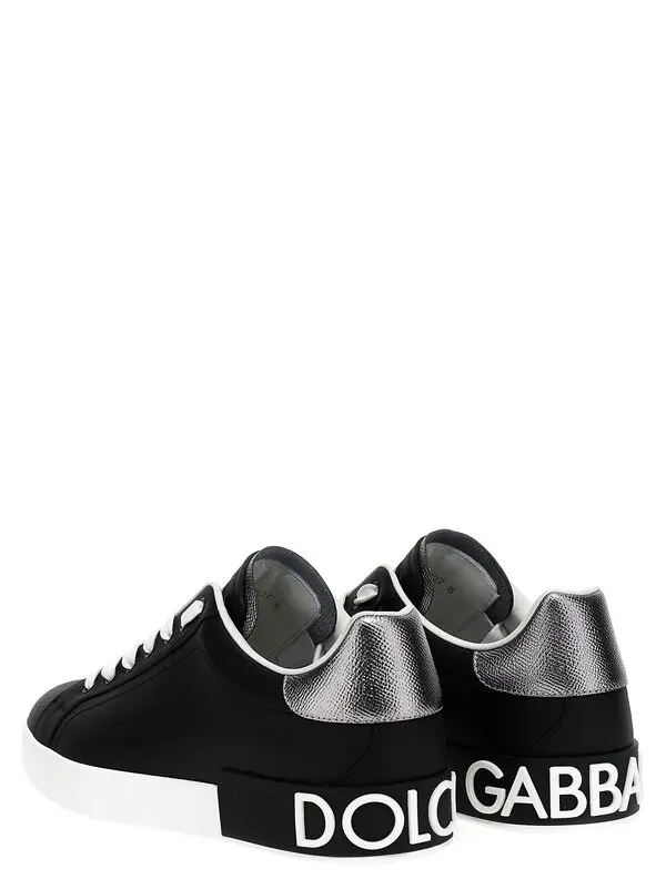 Dolce & Gabbana Portofino Leather Sneakers With Logo Detail