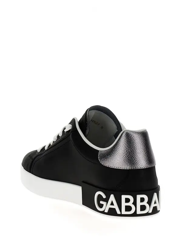 Dolce & Gabbana Portofino Leather Sneakers With Logo Detail