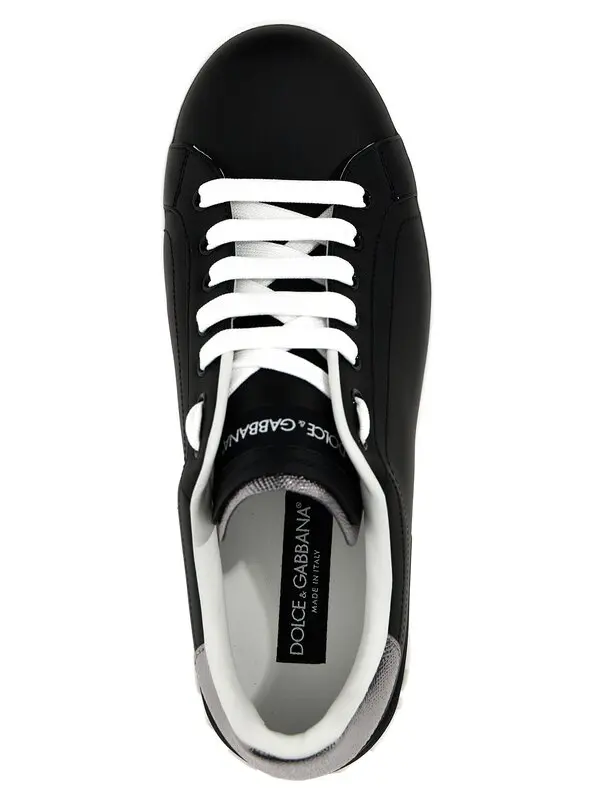 Dolce & Gabbana Portofino Leather Sneakers With Logo Detail