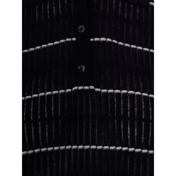 Max Mara Striped Knit Polo Top - Black