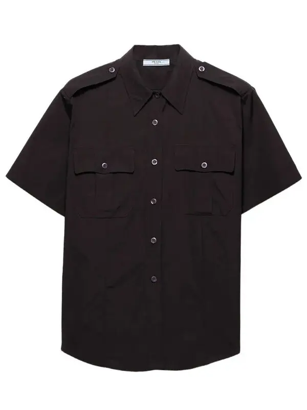 Prada Short-sleeved Poplin Utility Shirt - Black