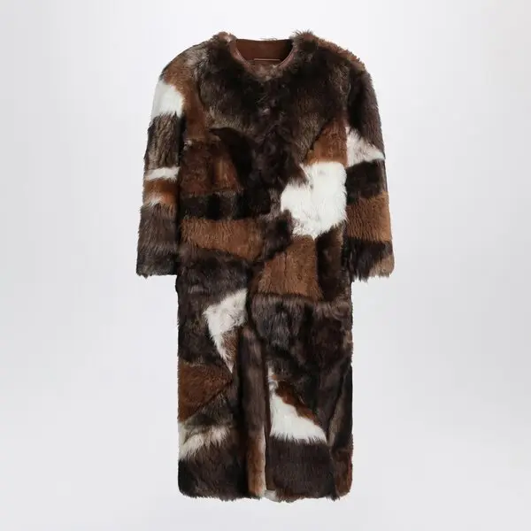 Prada Patchwork Shearling Coat - Multicolor