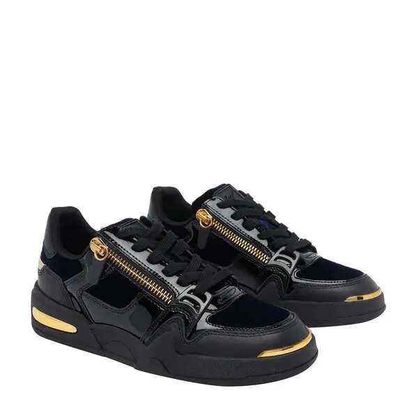 GIUSEPPE ZANOTTI Leather Zip-up And Lace-up Sneakers - Black
