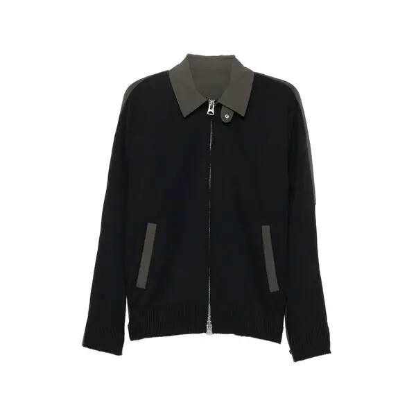 Sacai Paneled Zip-up Shirt Jacket - Blue
