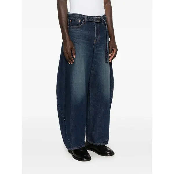 Sacai Wide-leg Belted Barrel-leg Trousers