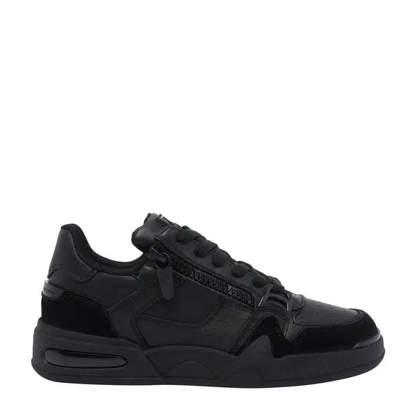 GIUSEPPE ZANOTTI Calf Leather Zip-up Lace-up Sneakers - Black