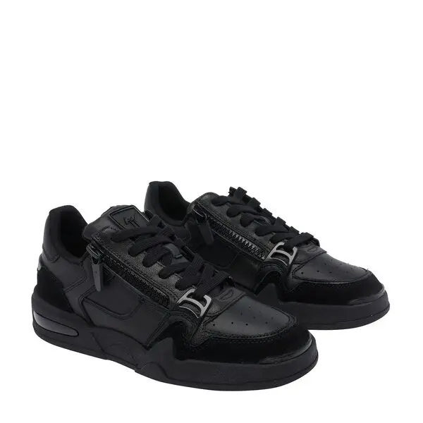 GIUSEPPE ZANOTTI Calf Leather Zip-up Lace-up Sneakers - Black