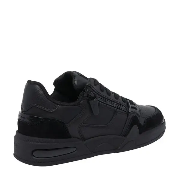 GIUSEPPE ZANOTTI Calf Leather Zip-up Lace-up Sneakers - Black