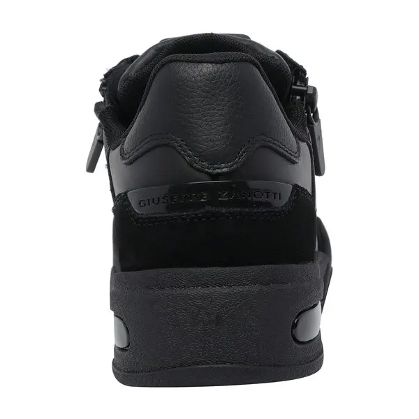 GIUSEPPE ZANOTTI Calf Leather Zip-up Lace-up Sneakers - Black