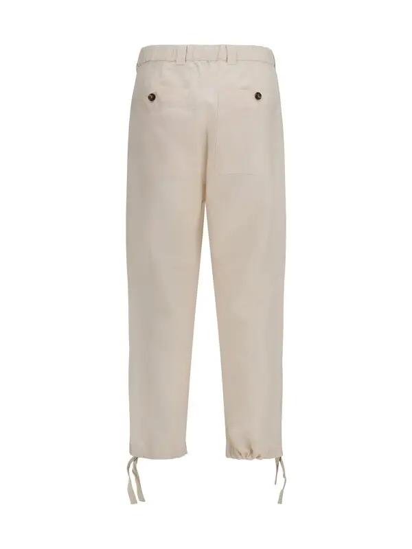 Brunello Cucinelli Linen Drawstring Waist Pants