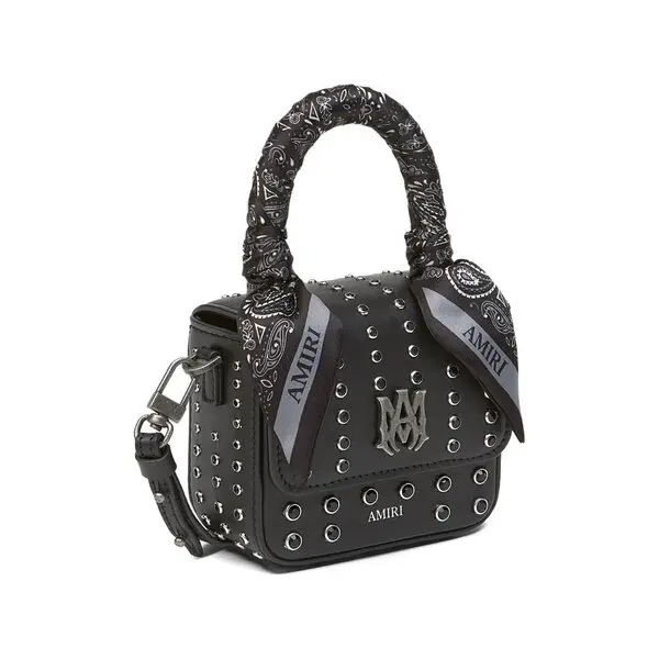 Amiri Leather Mini Bag With Stud Embellishments And Logo Plaque